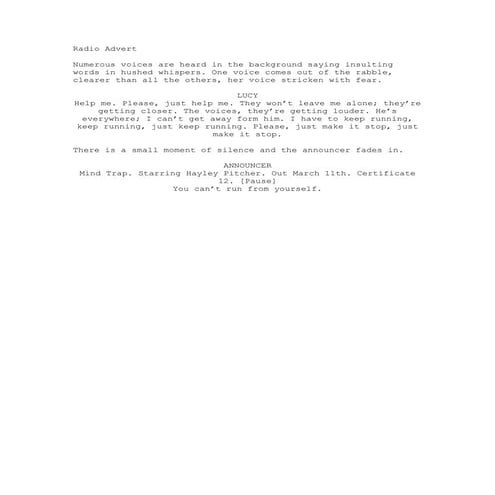 Mind Trap - Radio Advert Script | DOC