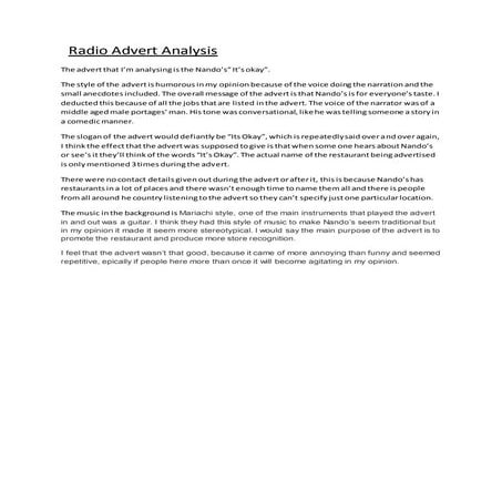 Nandos radio advert | DOCX