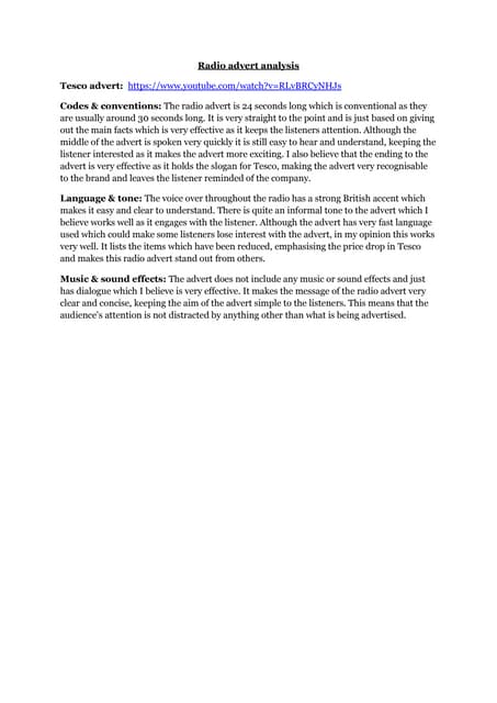 Radio advert script | DOCX