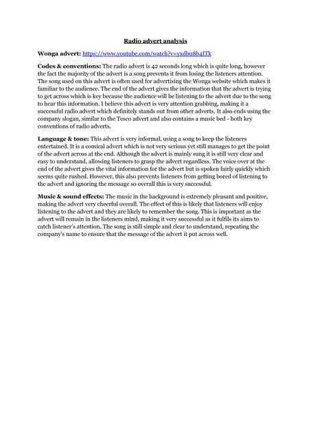 Radio advert script | DOCX