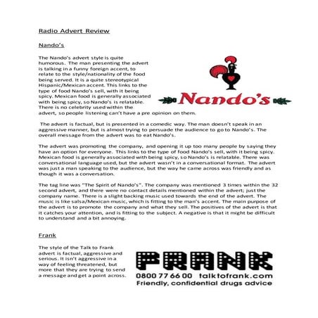 Nandos advert analysis finished | DOCX