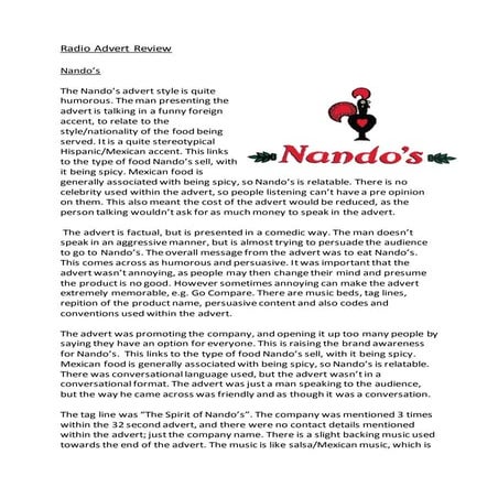 Radio Advert Review | DOCX | Music | Entertainment