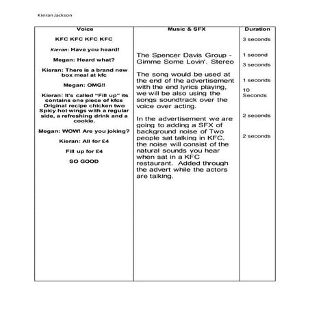 Radio commercial script format | DOCX | Food & Drink