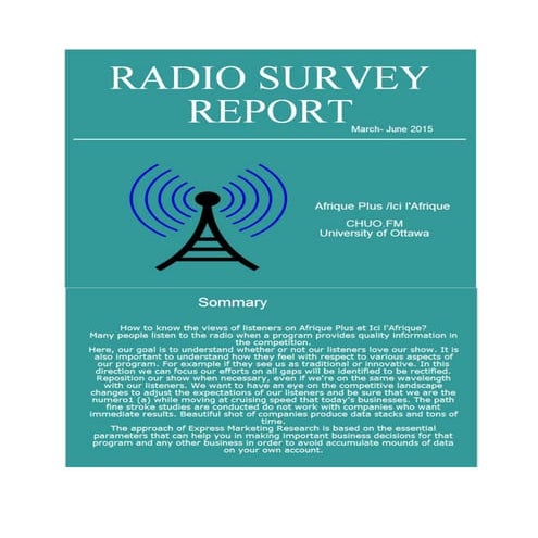 Radio Survey Report | PDF