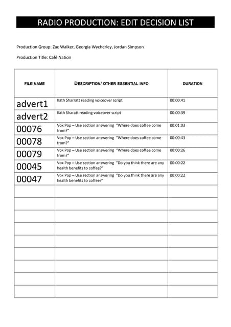 Radio logging sheet | PDF