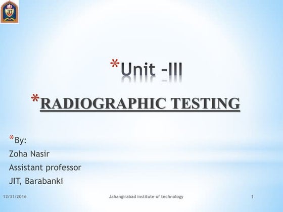 Radiographic Testing (RT)- NDT | PPT