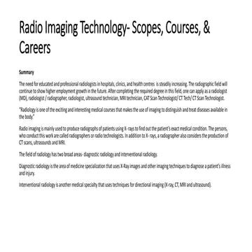Radio imaging technology- Scopes, Courses and Career | PPTX