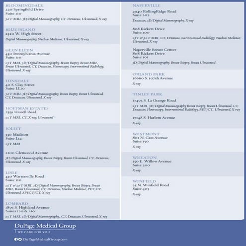 DuPage Medical Group Radiology Locations | PDF