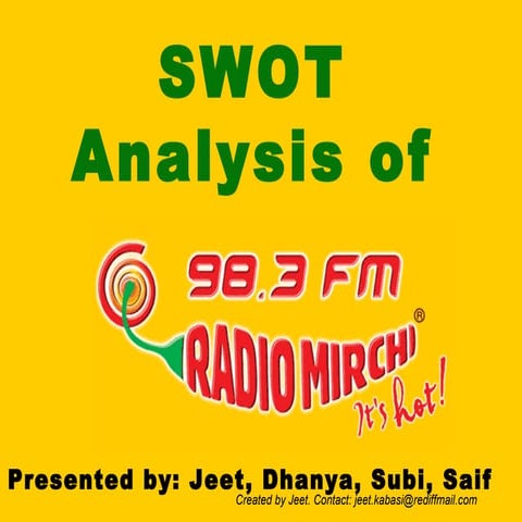 SWOT Analysis of Radio Mirchi | PPS