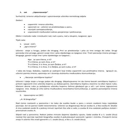 Radionice za sat razrednika | DOCX