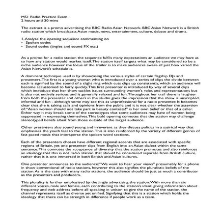 Radio practice sample answer | PDF