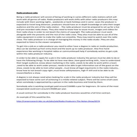 Radio producer jobs | DOCX