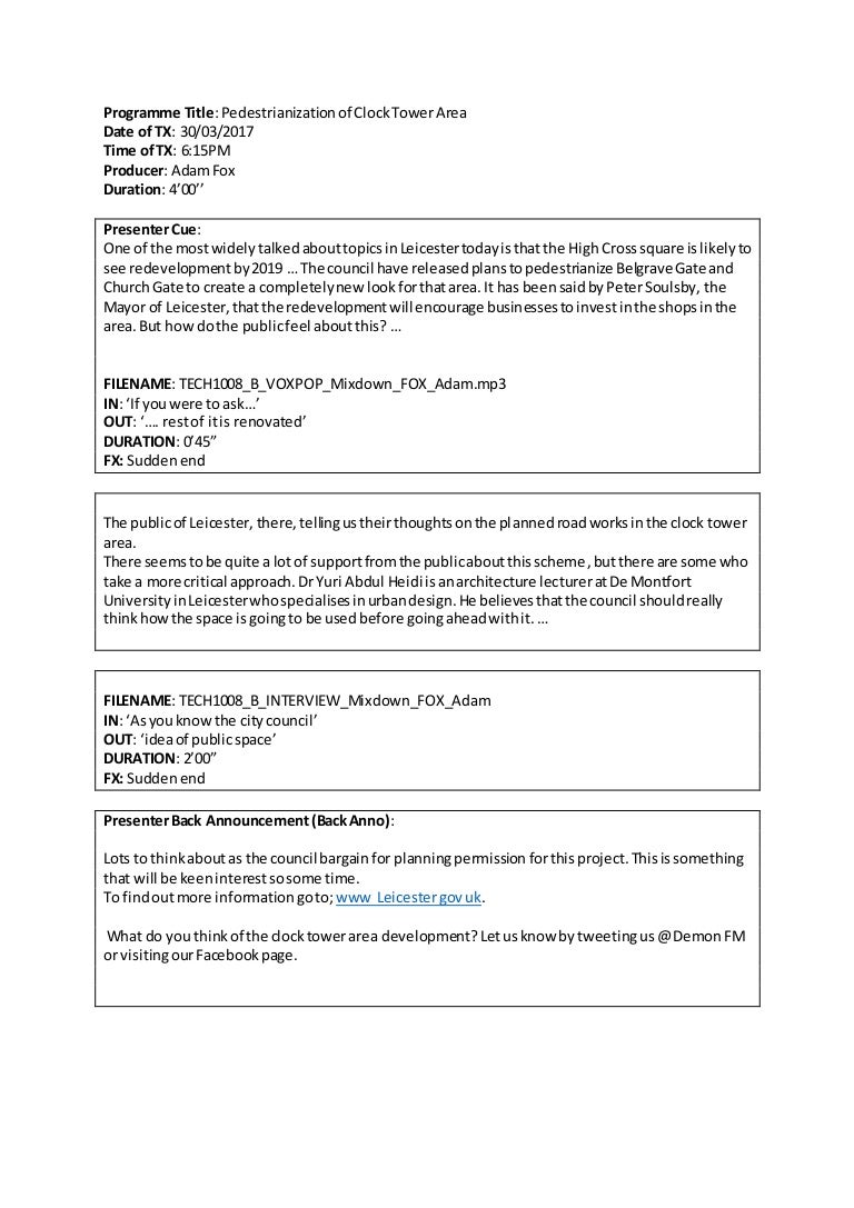 Radio production script