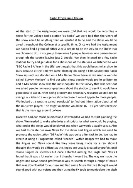 Radio structure breakdown.docx | Public Radio | Talk Radio