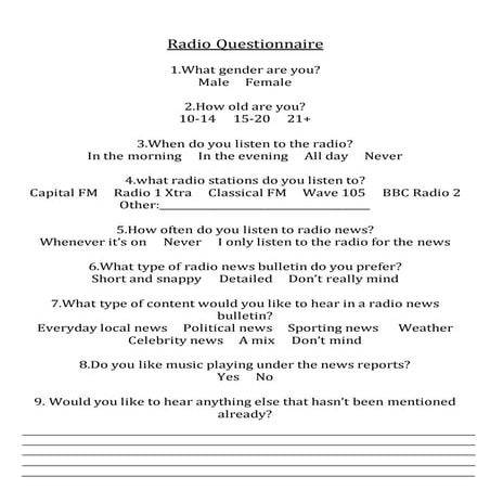 Radio questionnaire | DOCX