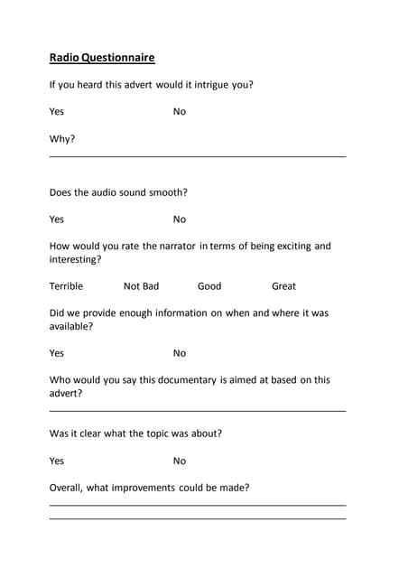 Questionnaire 1 | PDF