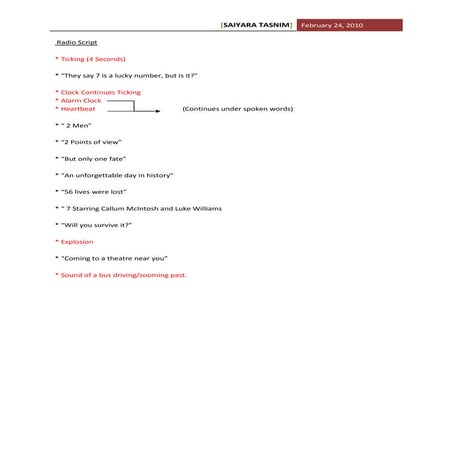 Radio script | DOCX | Public Radio | Talk Radio