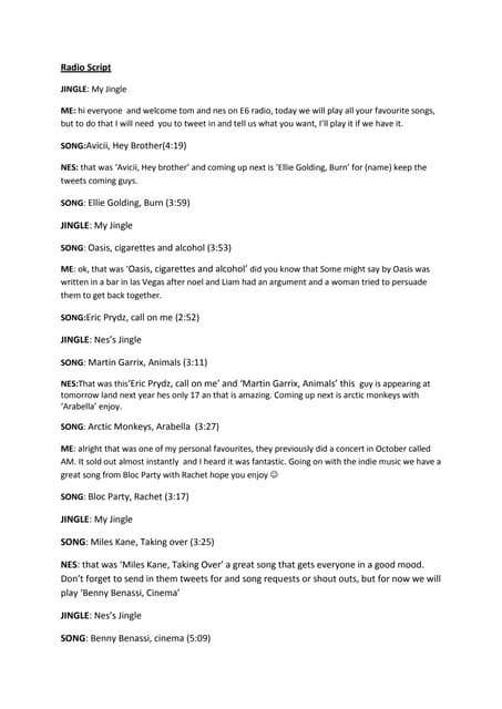 Example radio script | PDF