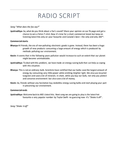 Radio Script | Docx