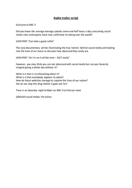 Dps and radio trailer ideas | PDF