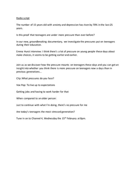 Radio Script Pdf