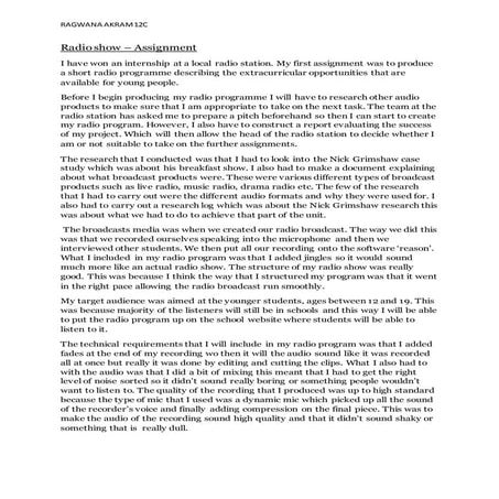 Radio Show Assignment - 4018 | DOCX