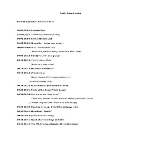 Radio show playlist | PDF
