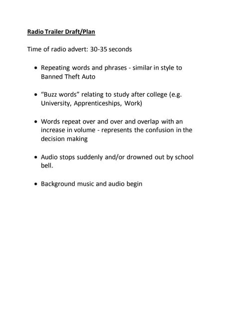 Audience feedback questionnaire for radio trailer | PDF