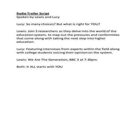 Radio trailer script | DOCX