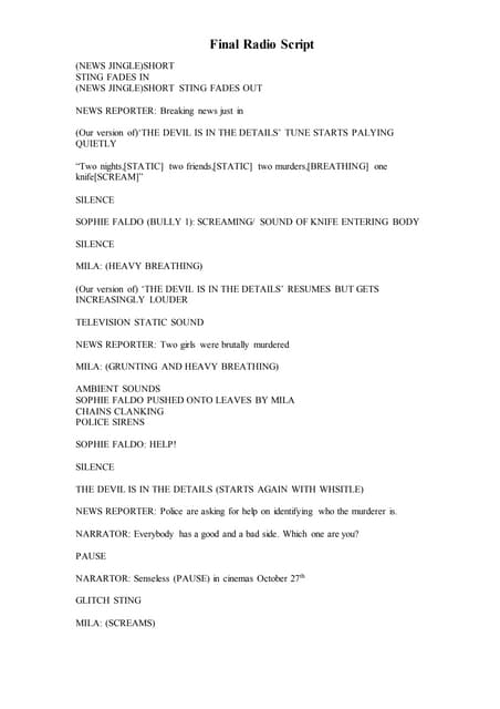 Final radio script | PDF