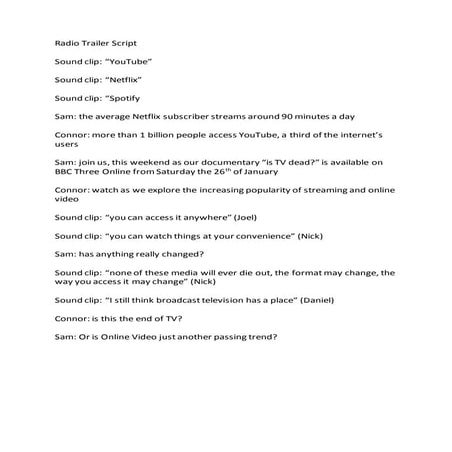 Radio trailer script | DOCX