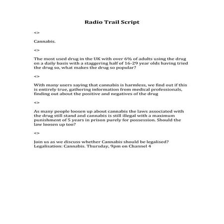Radio Trail Script | DOCX | Illegal Drugs, Tobacco, eCigarettes, Vaping ...