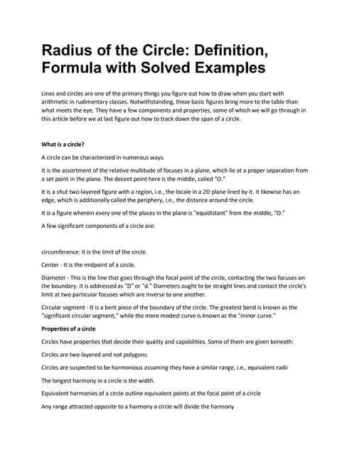 Mathematics- Circle Presentation | PPTX