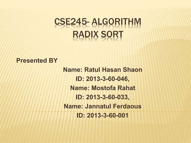 Radix Sort Presentation Pptx Computer Software And Applications