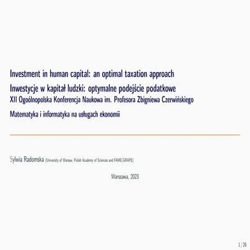 Investment in human capital: an optimal taxation approach | PPT