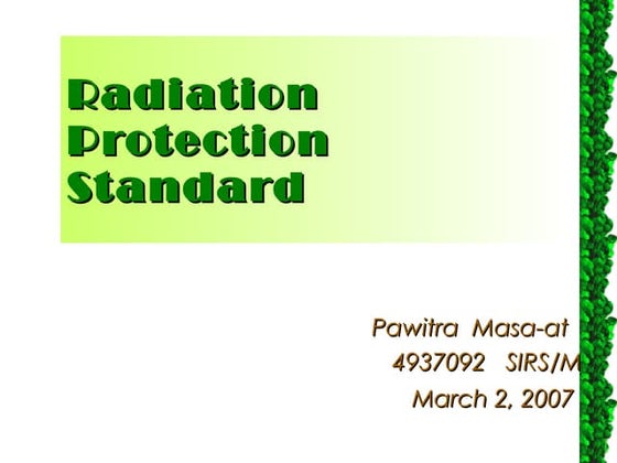 ICRP-International commission on Radiation Protection | PPT