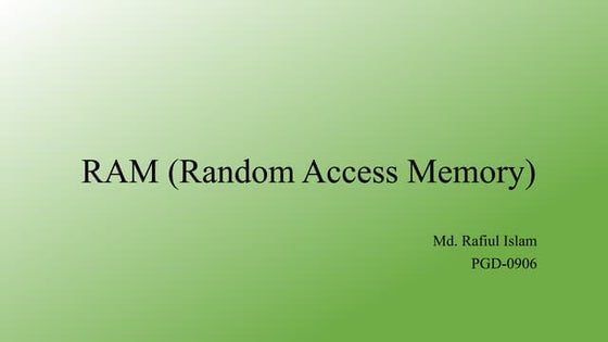Random Access Memory Pptx Data Storage And Warehousing Computing