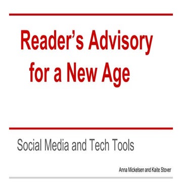 Reader's Advisory for a New Age: Social Media and Tech Tools | PDF ...