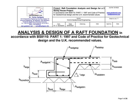 Sachpazis: Raft Foundation Analysis & Design BS8110:part 1-1997_plain slab with edge wall load ...