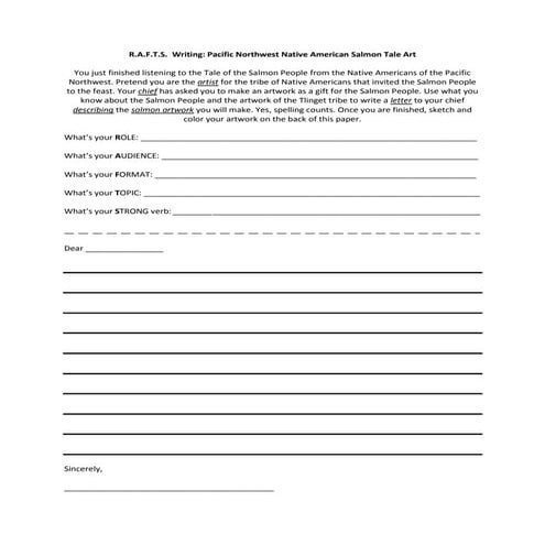 Raft writing assignment art Tlingit Tribe | PDF