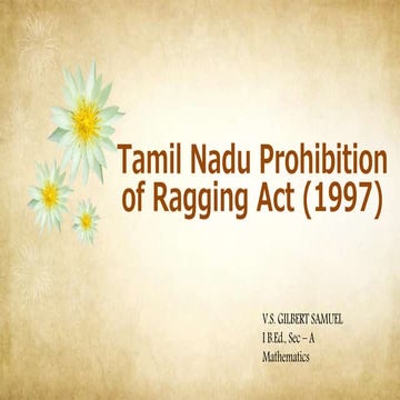 Tamil Nadu Prohibition of Ragging Act (1997) | PPTX