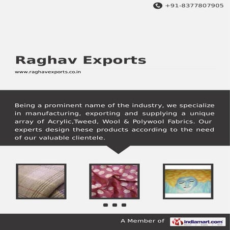 Raghav Exports, Ludhiana, Acrylic Fabrics | PDF