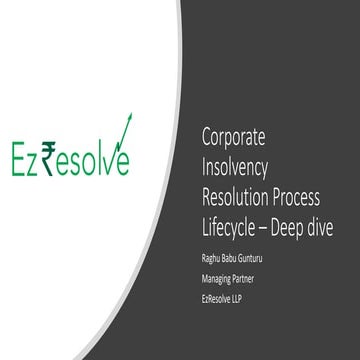 Insolvency and Bankruptcy Code - Corporate Insolvency Resolution ...