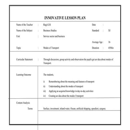 Ragi innovative lesson plan 1 | PDF