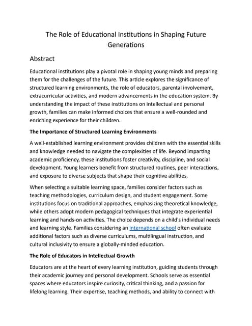 Transforming Education: Innovations in Schooling for the 21st Century | PDF