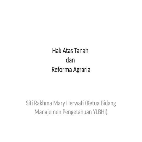 Landreform hukum agraria reforma agraria | PPTX