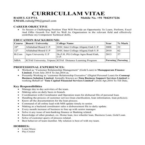 Rahul gupta latest cv | DOC