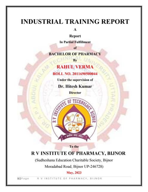 Rahul Chaudhary Industrial Training Reportdocx