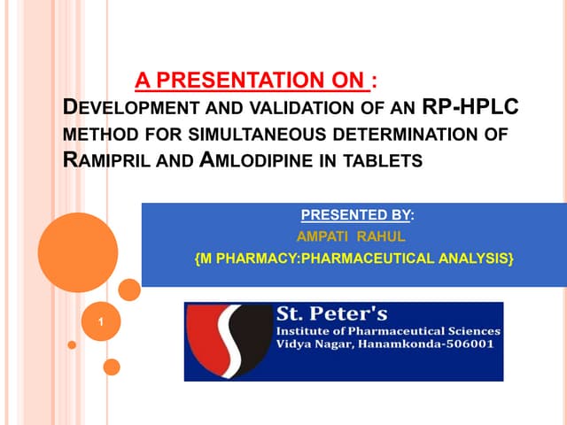 Development And Validation Of An Rp Hplc Method For Simultaneous Determination Of Ramipril And