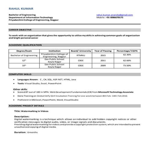 Rahul resume | DOCX